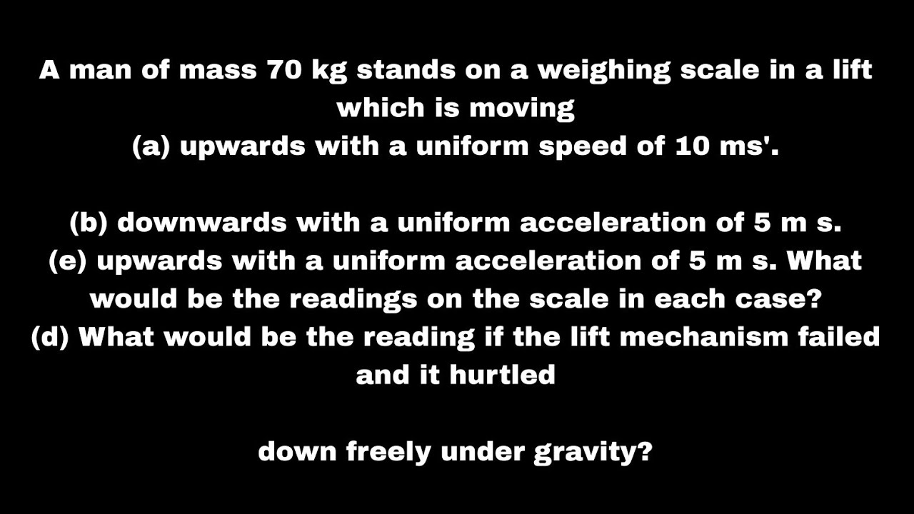 A man of mass 70 kg stands on a weighing scale in a lift which is ...