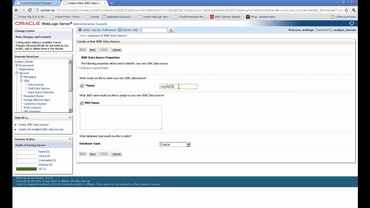 Creating JDBC datasource in Oracle Weblogic server - YouTube