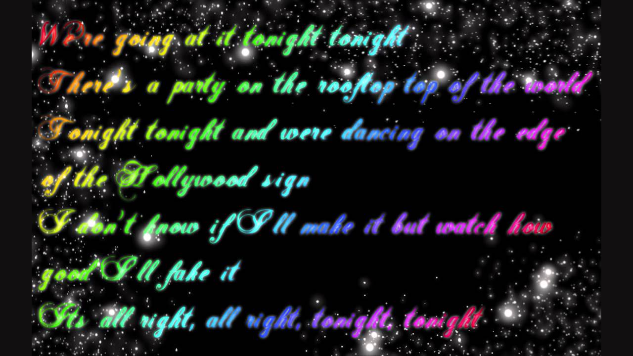 Tonight Tonight Lyrics By Hot Chelle Rae (HD) - YouTube