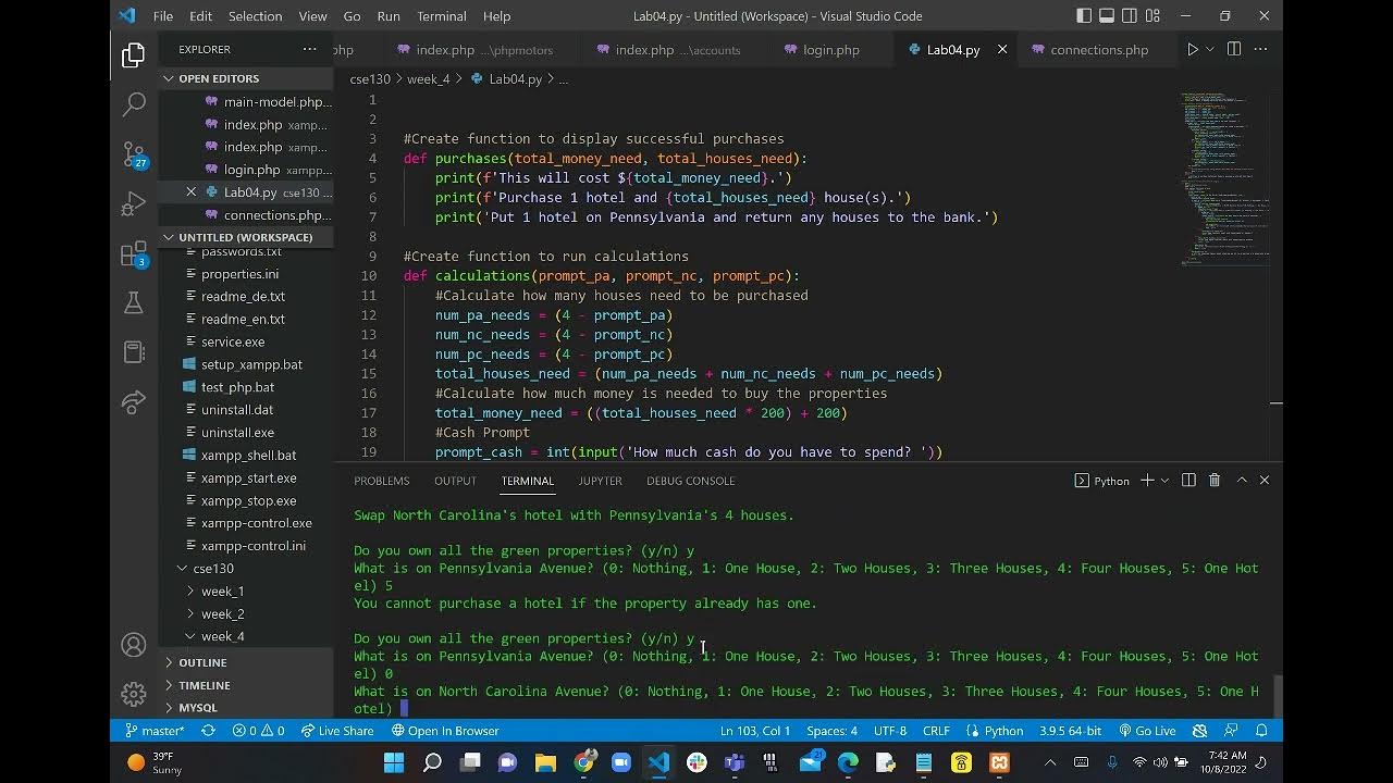 CSE130-Lab 4 Monopoly Program - YouTube