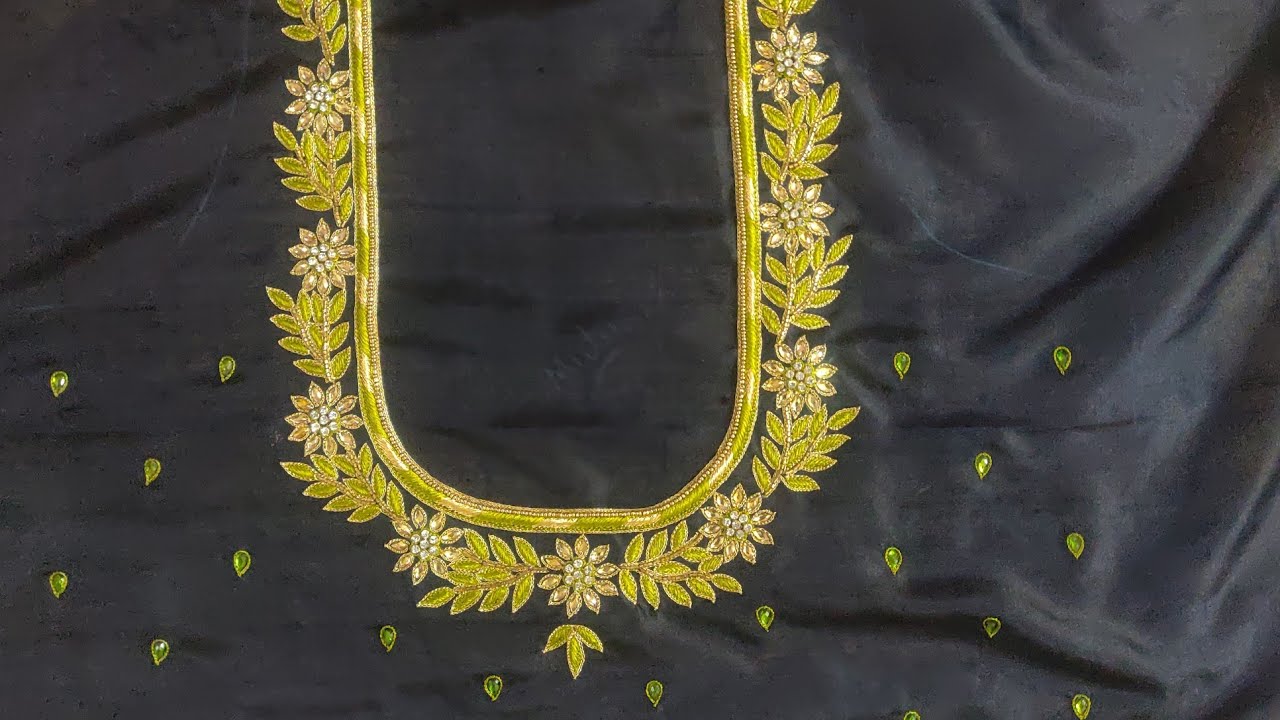 Simple Thread work aari/maggam work blouse - YouTube