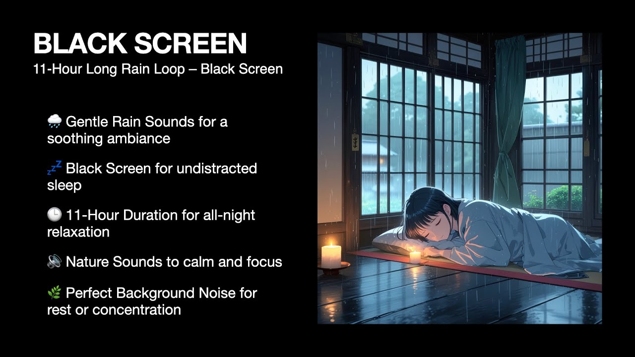 Long Rain Loop 11 Hours – Black Screen - YouTube