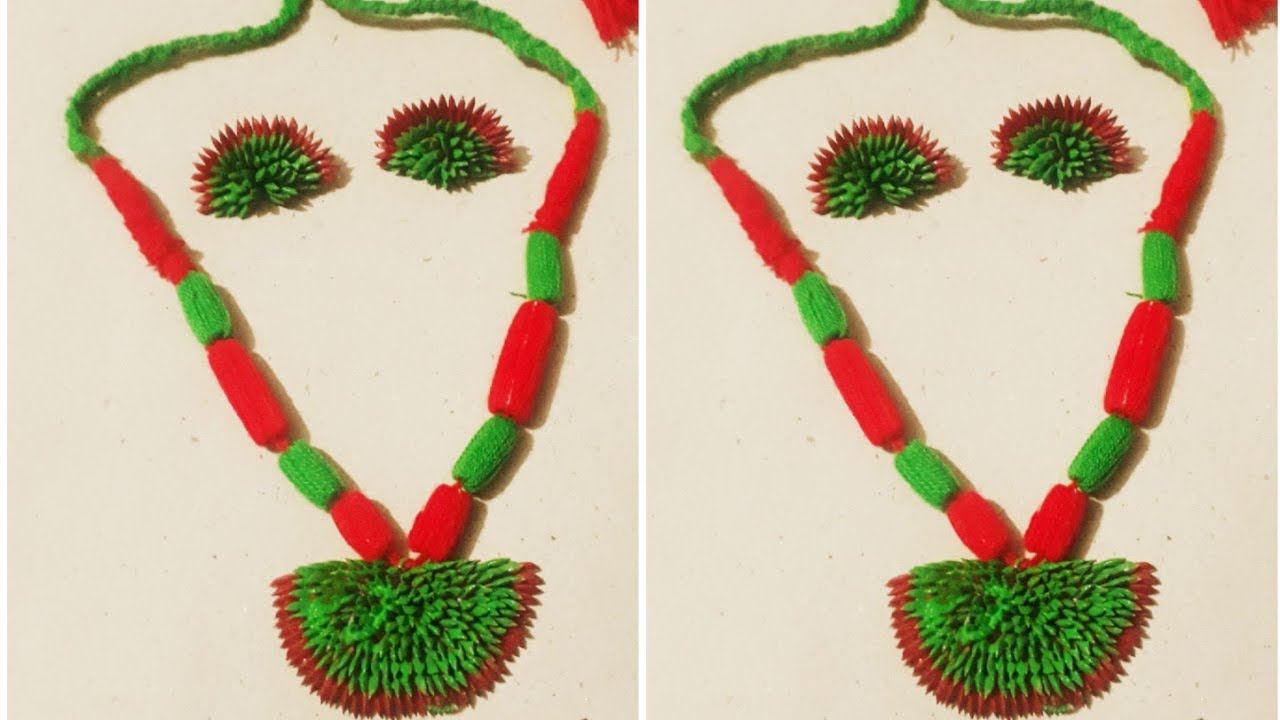 Handmade jewellery using cotton thread & paddy seeds/ Diy Necklace ...