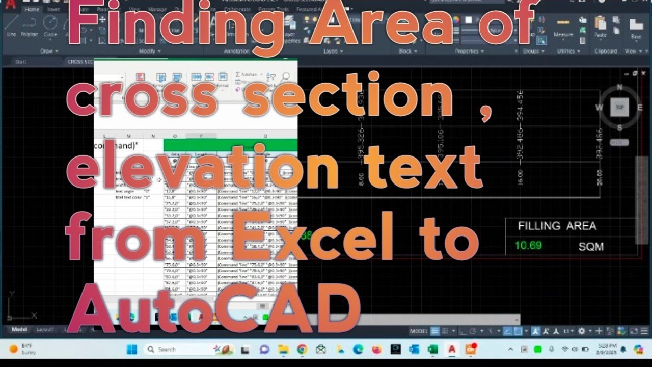 Find Area of cross section , any shape , Elevation text , off set cut ...