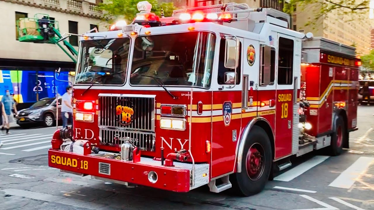 FDNY SQUAD 18 RESPONDING ON WEST 57TH STREET IN THE MIDTOWN AREA OF ...