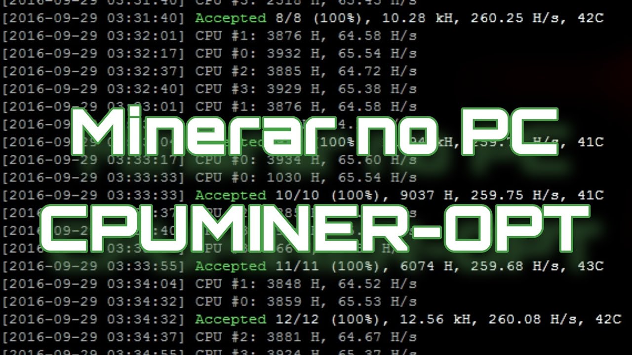 Minerar com PC sem placa de vídeo CPUMINER OPT - YouTube