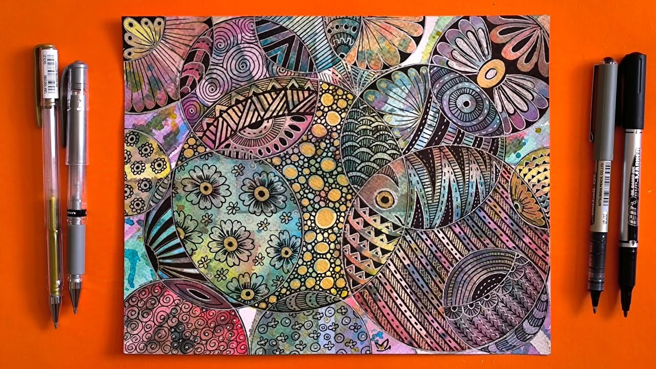 Stunning Watercolor Zen Doodle Art || Beautiful & Relaxing Zendoodle ...