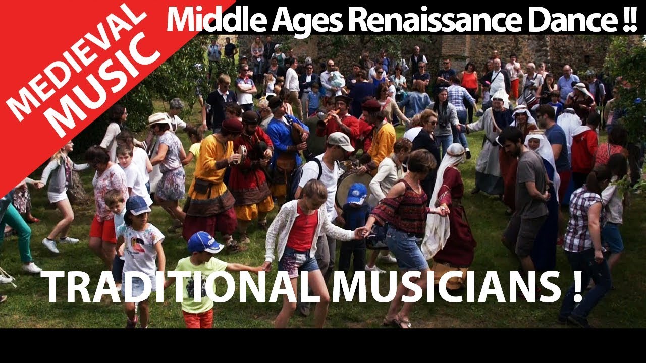 Medieval Music.Renaissance dance in a Castle in France in the Loire ...