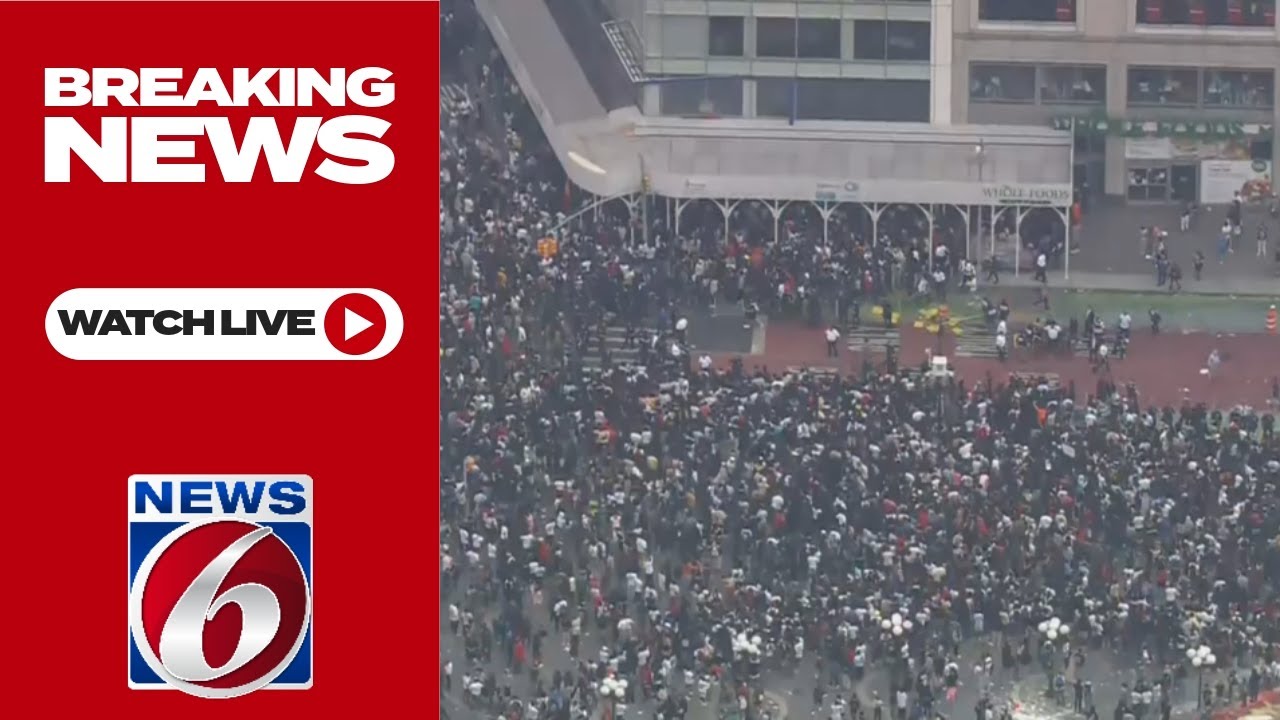 WATCH LIVE: Crowd gets chaotic in New York after YouTuber giveaway ...