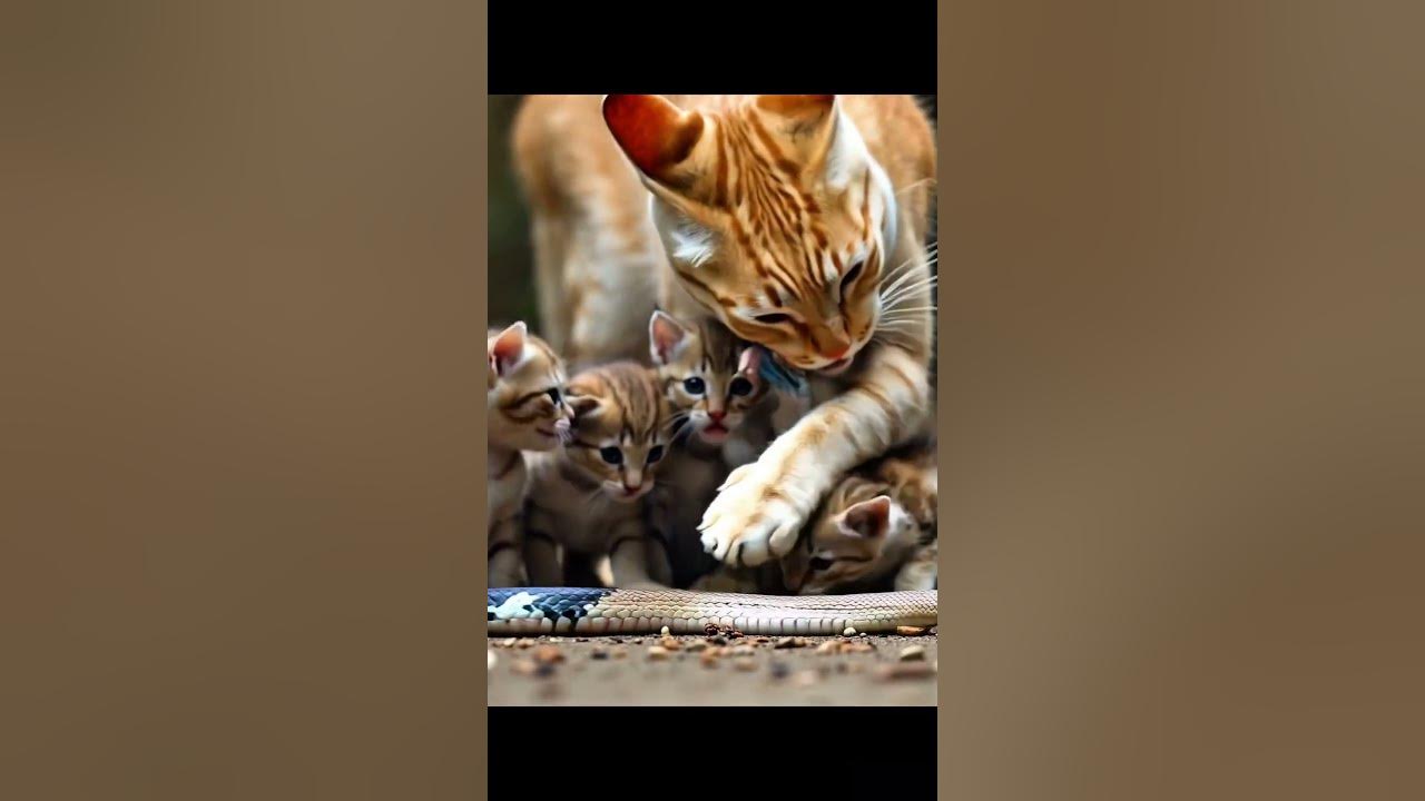 Mother Cat Protect Her Kittens From a Snake - YouTube