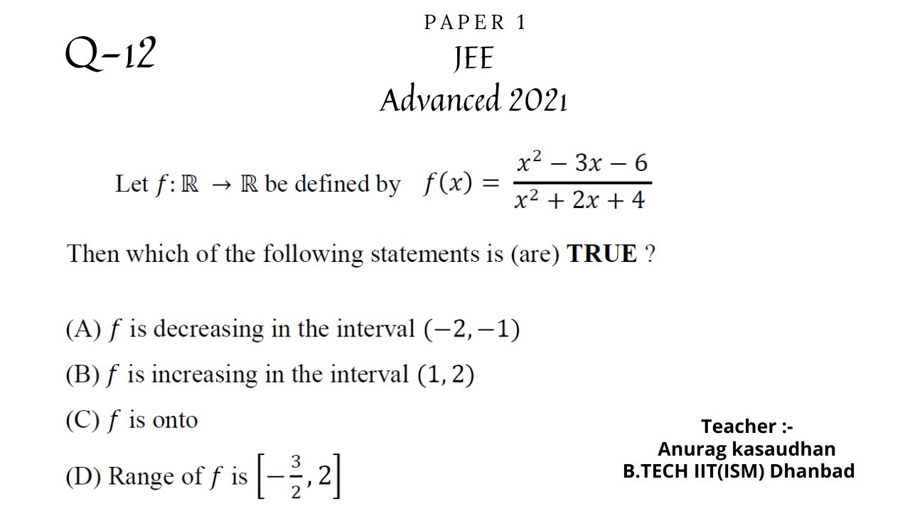 JEE Advanced 2021 Math Paper 1 (Q 12) solution | IIT JEE Maths| # ...