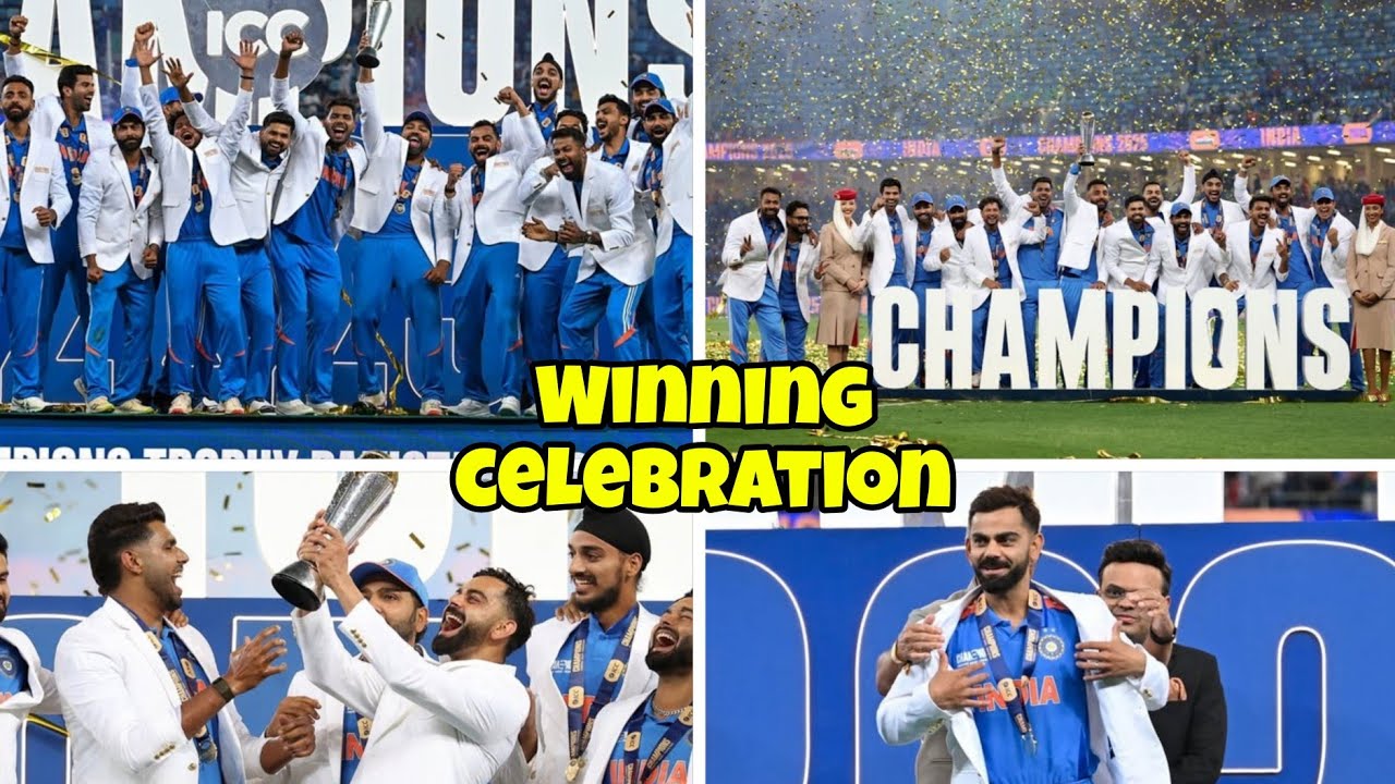 Team india champions trophy winning celebration ||| trophy lifting ...