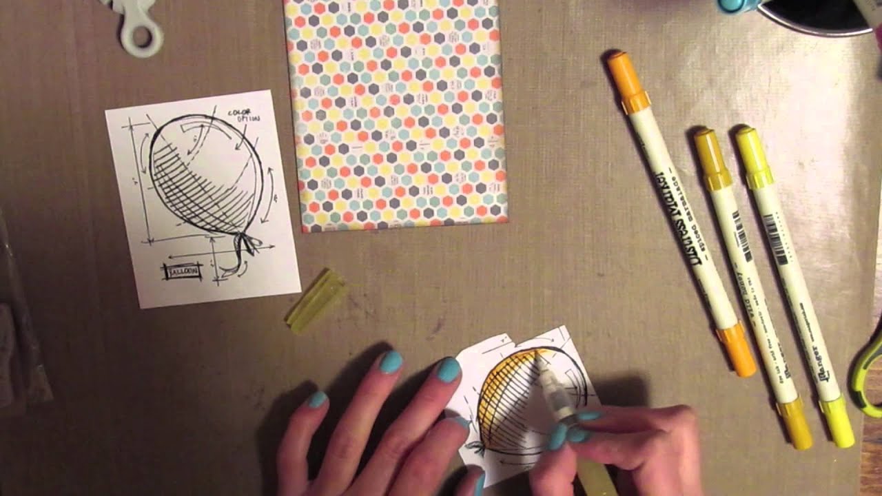 Birthday Balloon Card with Tim Holtz Stamps and Distress Markers - YouTube