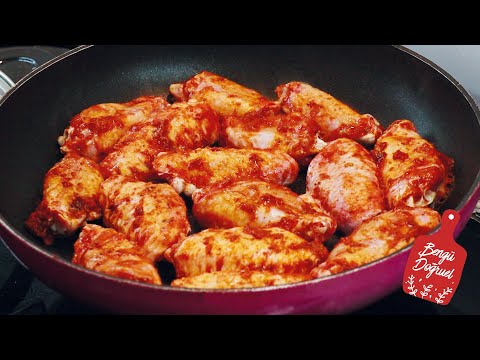 İDDİA EDİYORUM YOK BÖYLE BİR LEZZET ! TAVADA MANGAL TADINDA TAVUK KANAT (Tavada Tavuk Kızartma)