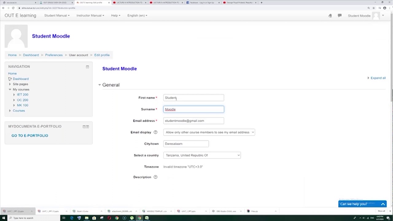 Moodle profile edit - YouTube
