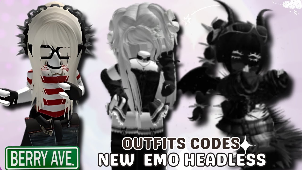 Roblox HEADLESS EMO OUTFITS CODES w/ Links! Roblox berry Avenue outfit ...