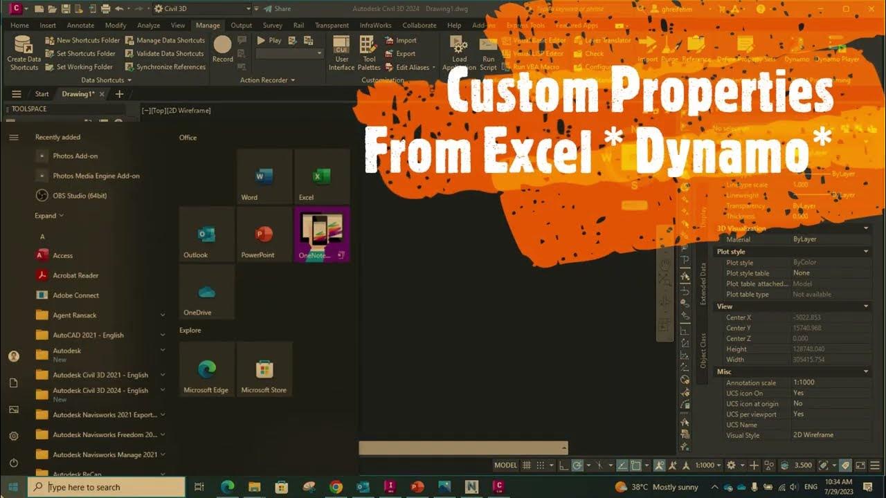 Dynamo for Civil 3D - Fill and Create Custom Properties Using Excel Spreadsheet - YouTube