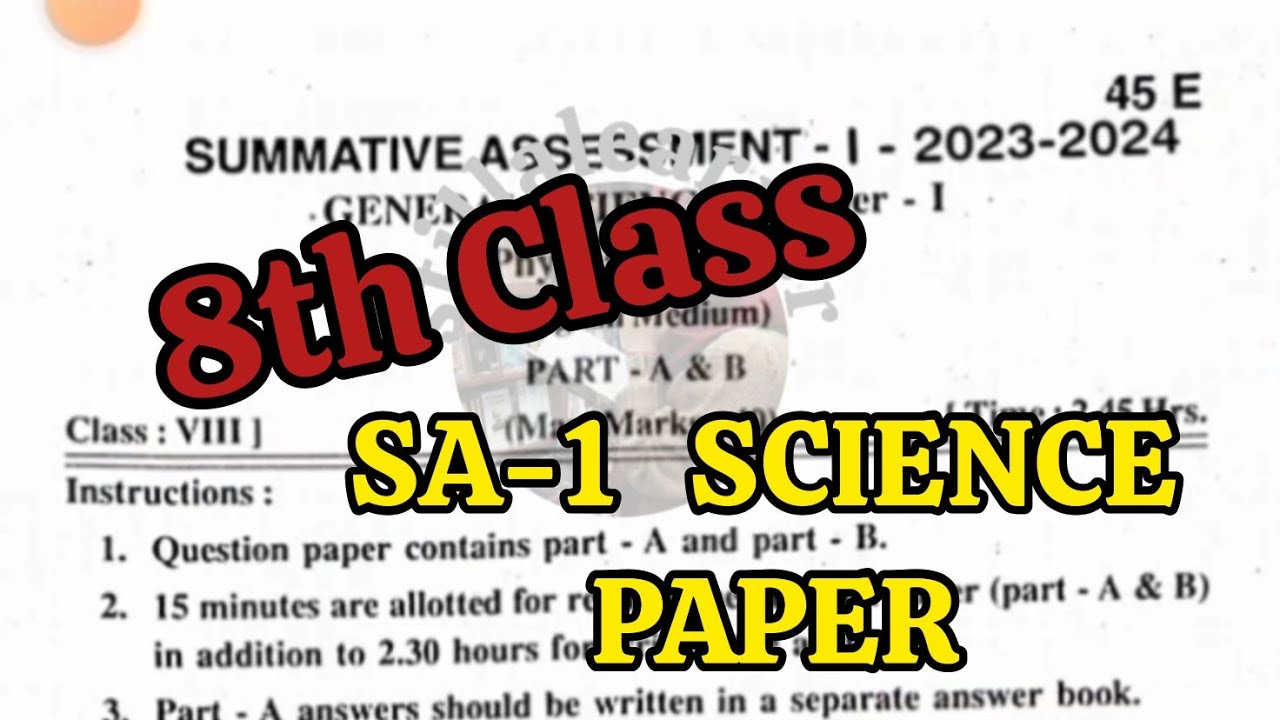 8th Class SA-1 SCIENCE Question Paper | SA-1 Science Question Paper ...