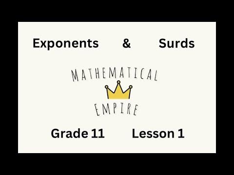 Grade_11 Exponents and Surds Lesson 1 - YouTube