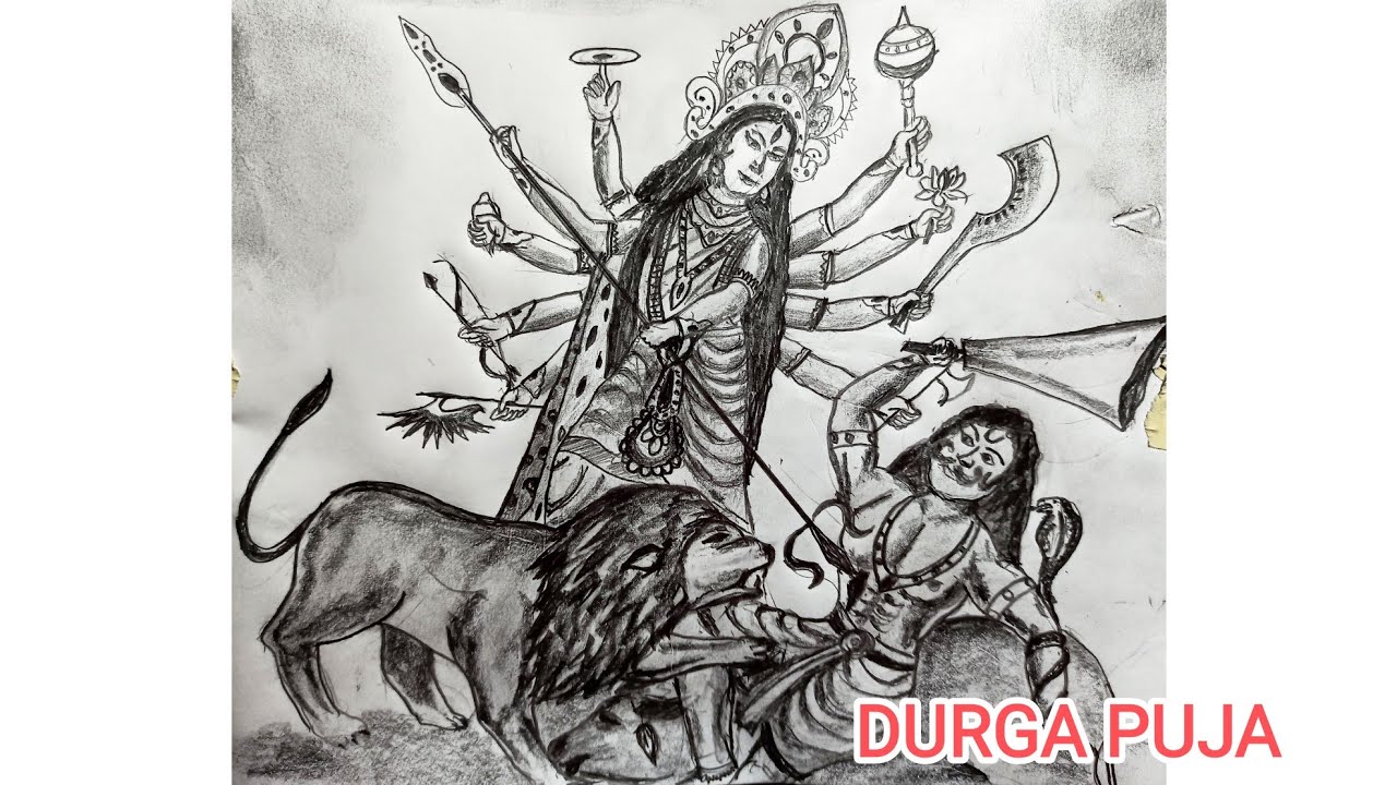 MAA DURGA DRAWING EASY // DURGA PUJA // DASHERA // - YouTube