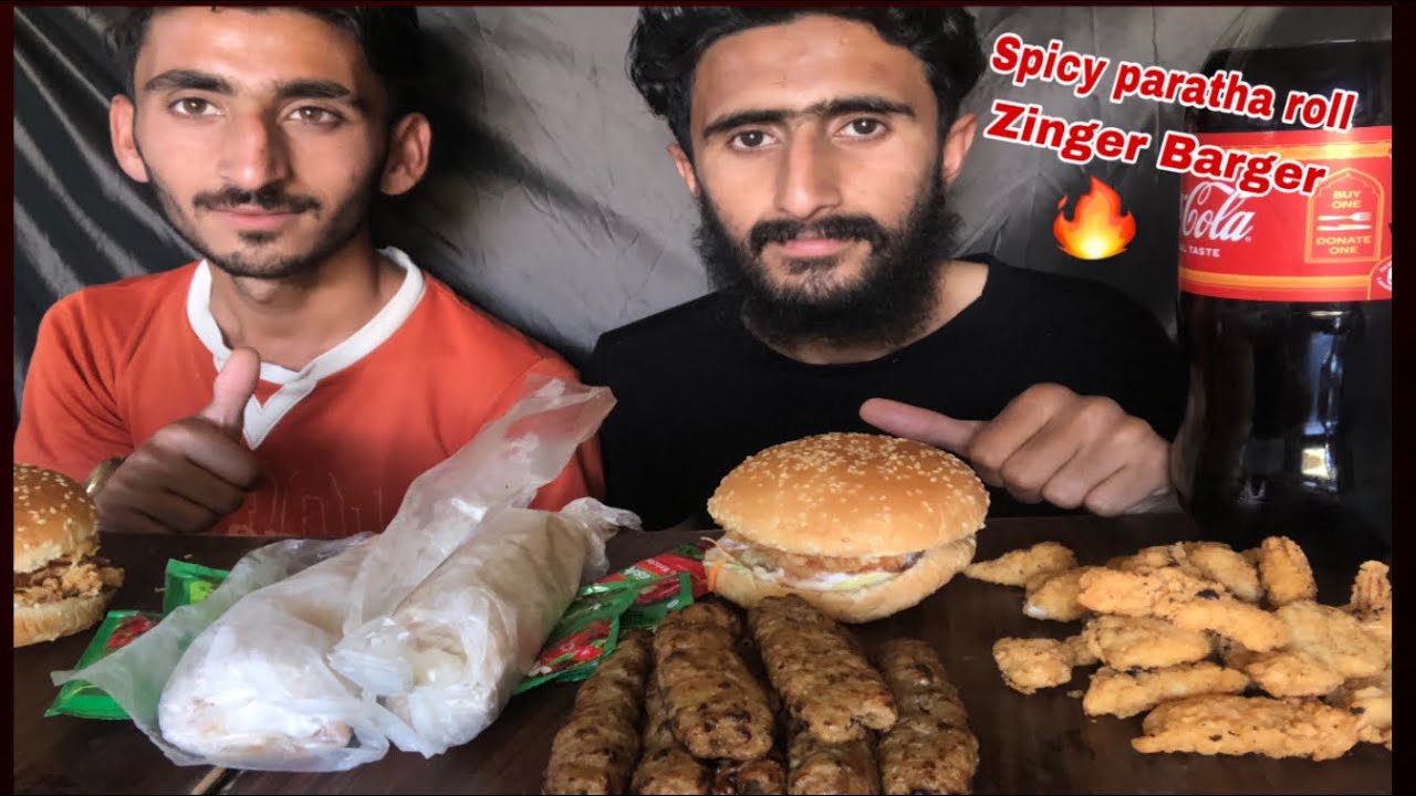 SPICY PRATHA ROLL ,ZINGER BURGER 🍔 TENDER POPS,SEEKH KABAB,WITH COKE ...