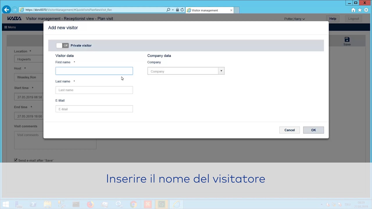 Kaba exos 9300 - Check in e Check out dei nuovi visitatori - YouTube