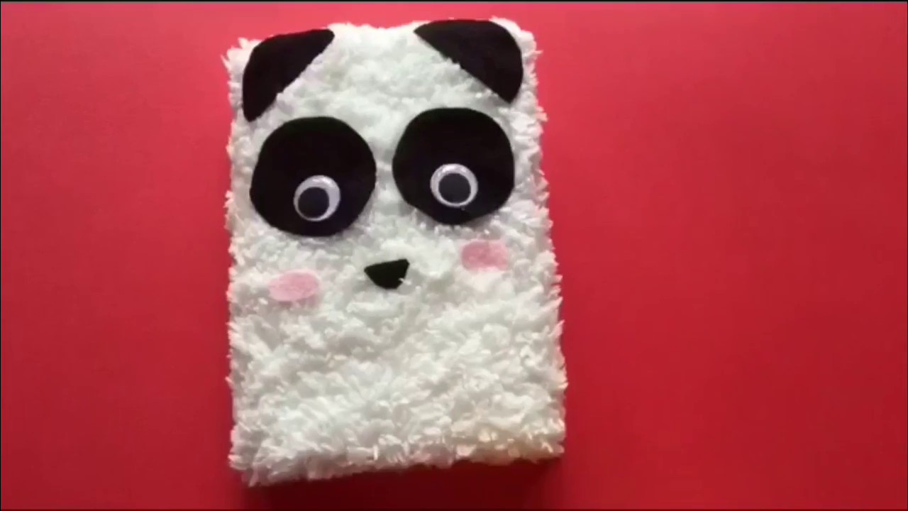 DIY Super Cute Fluffy Panda Notebook | Hearts & Crafts - YouTube