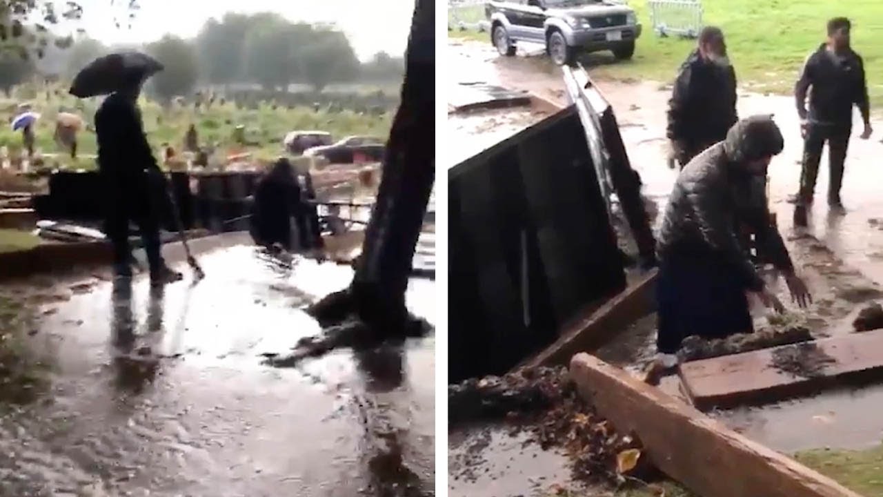Graves In City Cemetery Collapse After Flooding - YouTube