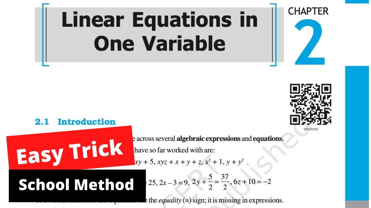 Introduction - Linear Equations in one variable -Chapter 2 | Class 8 ...