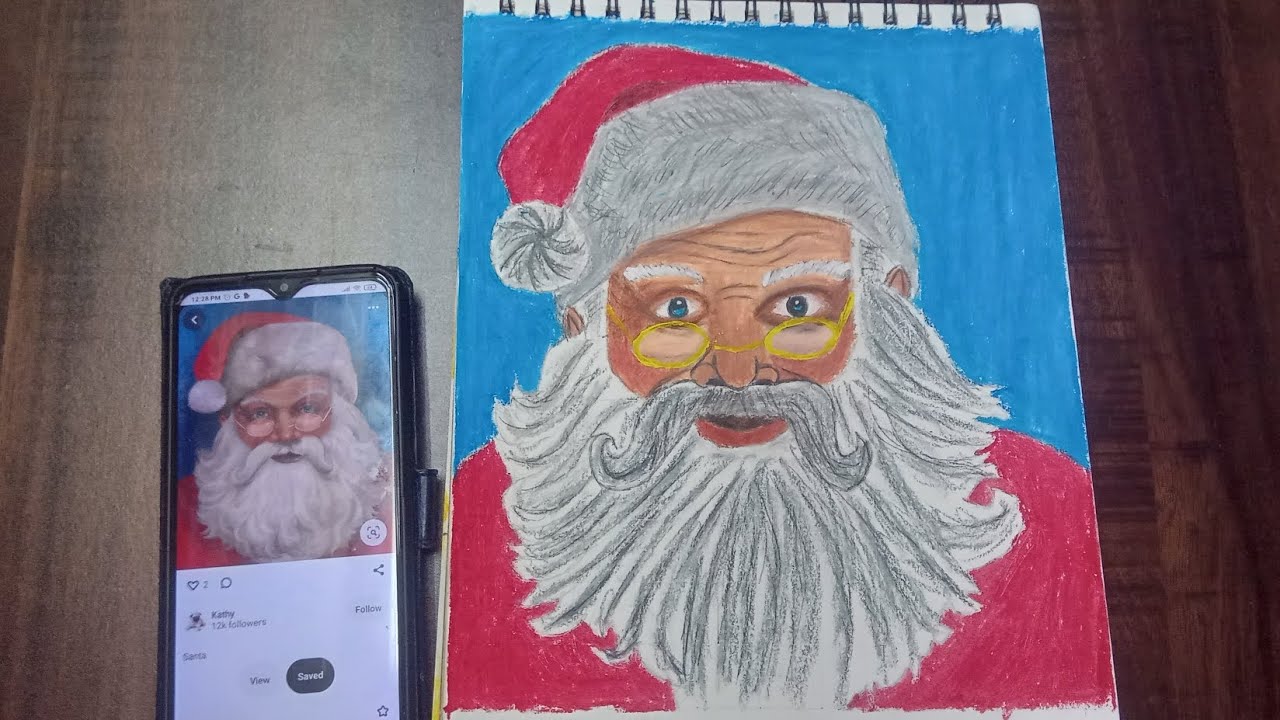 How to Draw santa clause, Oil pastel 😍, Christmas drawing, (Part - 2 ...