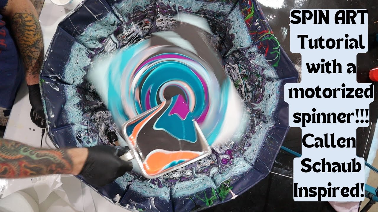 Making Art with a motorized spinner, children's pool & a dustpan ...