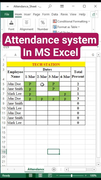 Excel Attendance System with COUNTIF & Conditional Formatting - YouTube