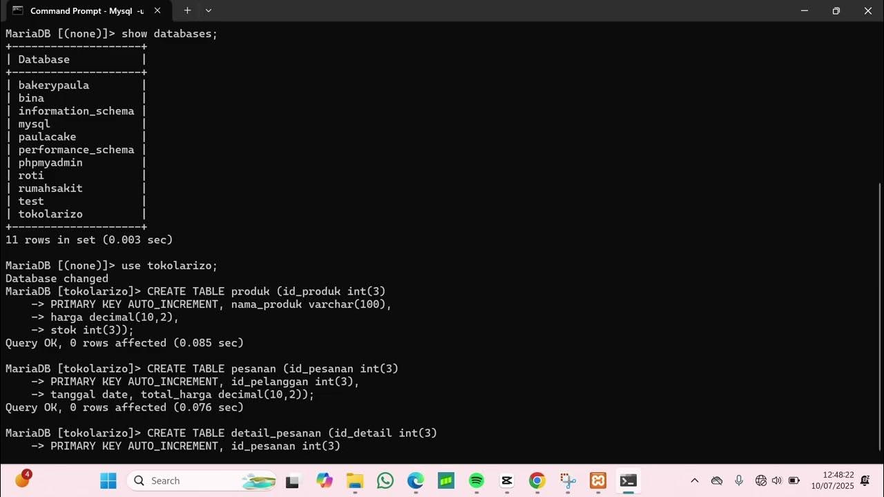 Tutorial membuat database umkm menggunakan phpmyadmin (DDL & DML) - YouTube