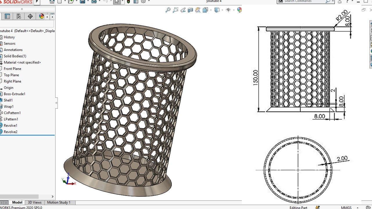 SolidWorks Tutorial for beginners . Pen Holder - YouTube