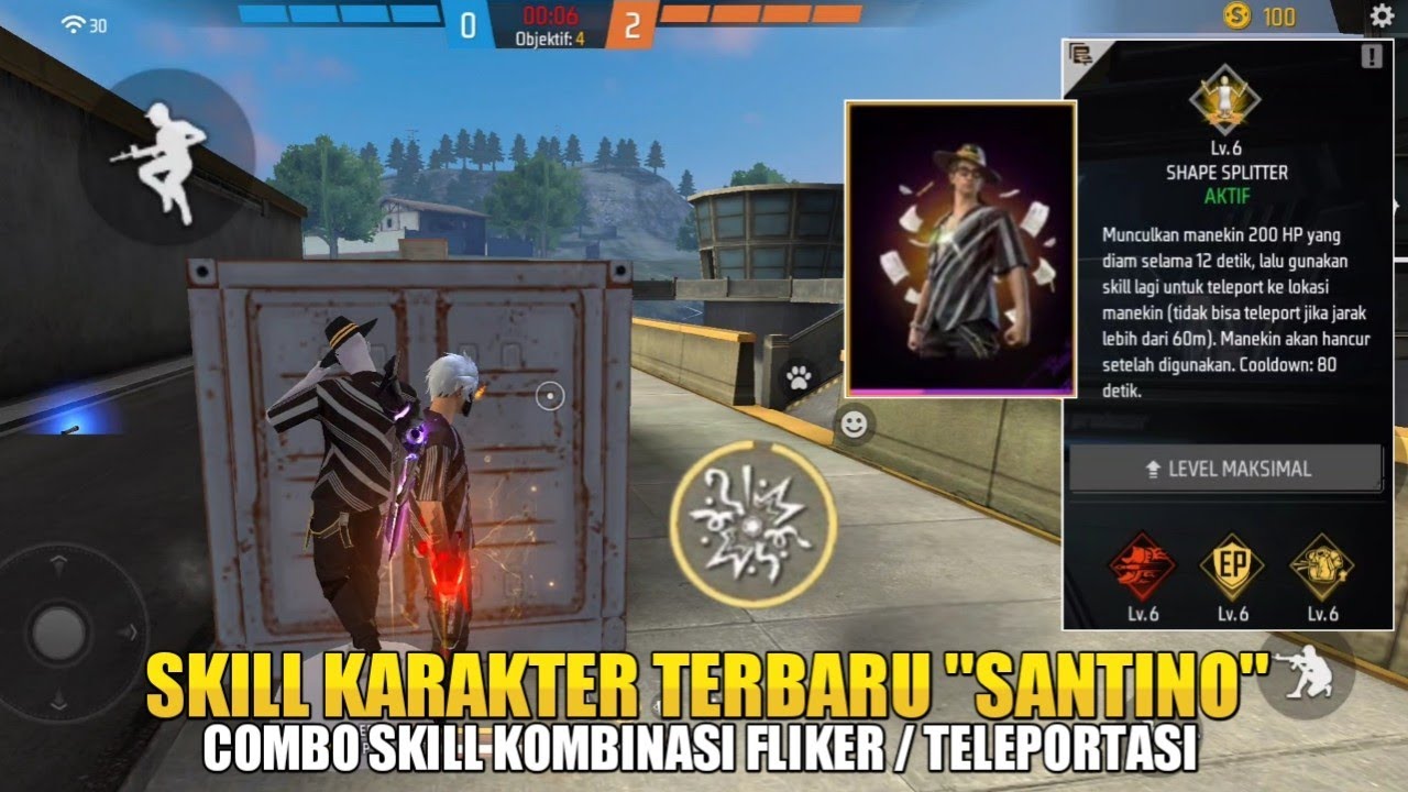 CARA MENGGUNAKAN KOMBINASI SKILL KARAKTER SANTINO FF TERBARU FLIKER ...