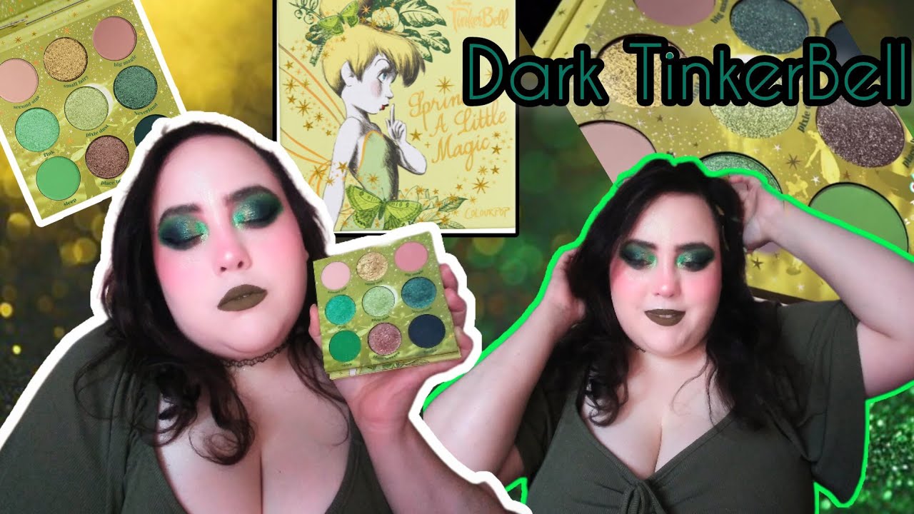 🧚🖤Dark Tinkerbell look || ColourPop x Tinkerbell Palette 💚 - YouTube