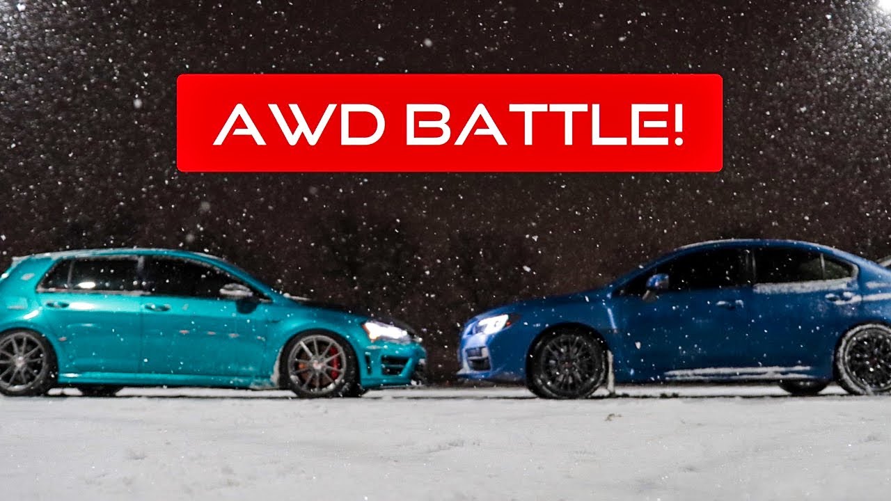 GOLF R STAGE 3+ vs SUBARU WRX STI in EPIC SNOW RACE! - YouTube
