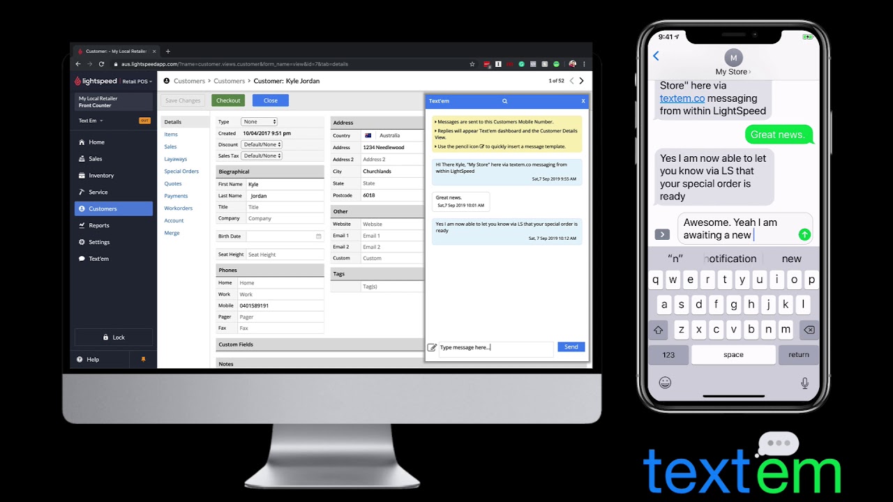 Textem - Using Text'em within LightSpeed Retail - YouTube