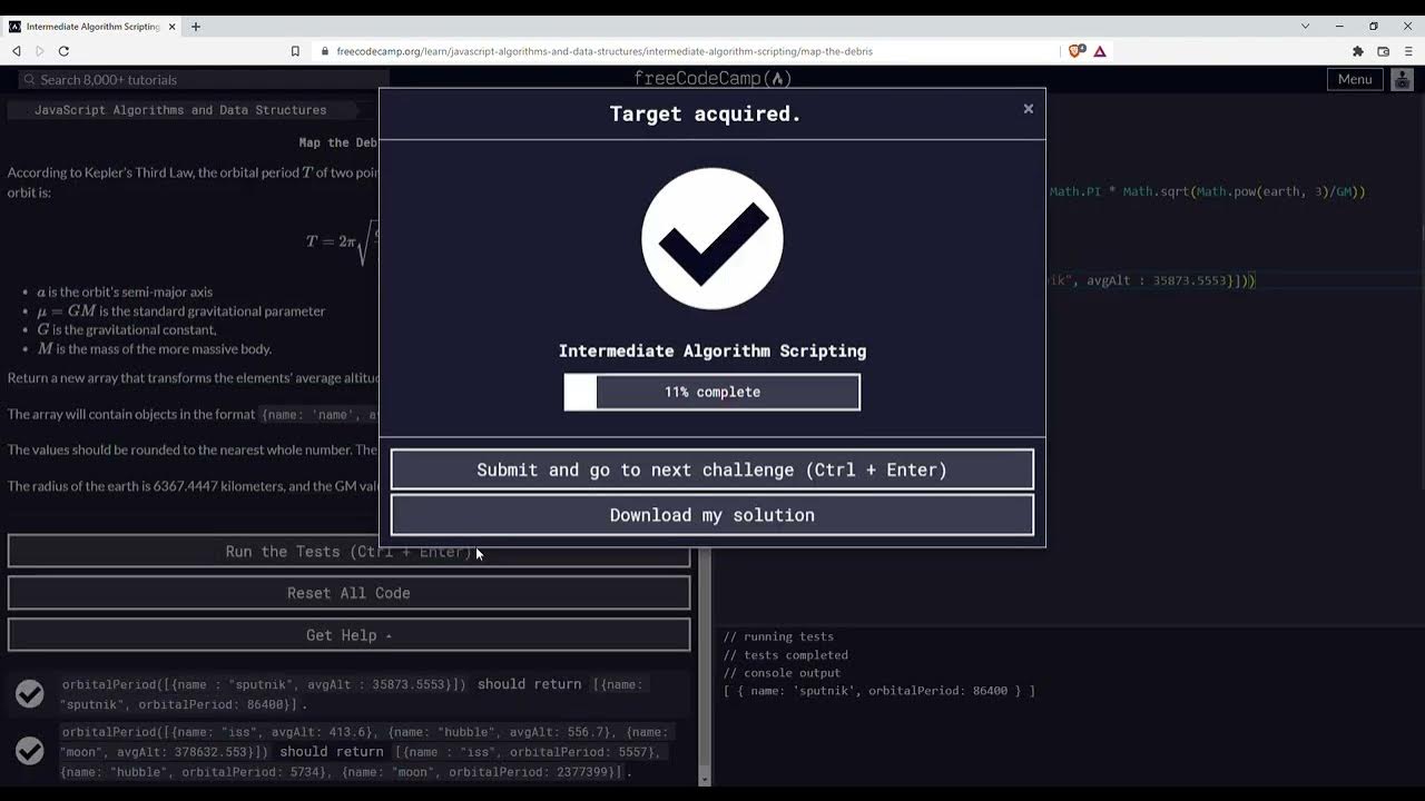Intermediate Algorithm Scripting 21 21 Map The Debris Freecodecamp Youtube