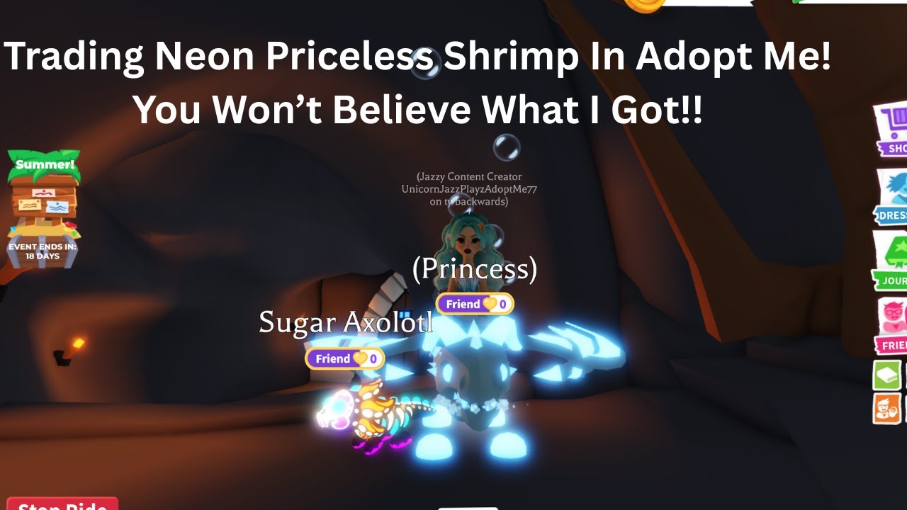 Trading Neon Priceless Shrimp In Adopt Me! You won't believe the Pets I ...