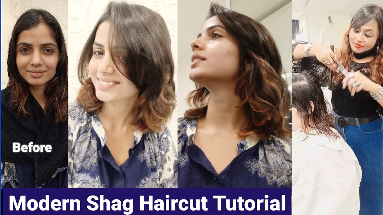 Modern Shag Haircut Tutorial / #advancehaircut #shoulderlengthhaircut # ...