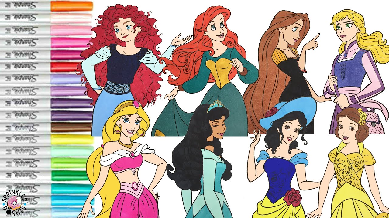 Disney Princess Coloring Book Compilation Color Swap Rapunzel Anna ...