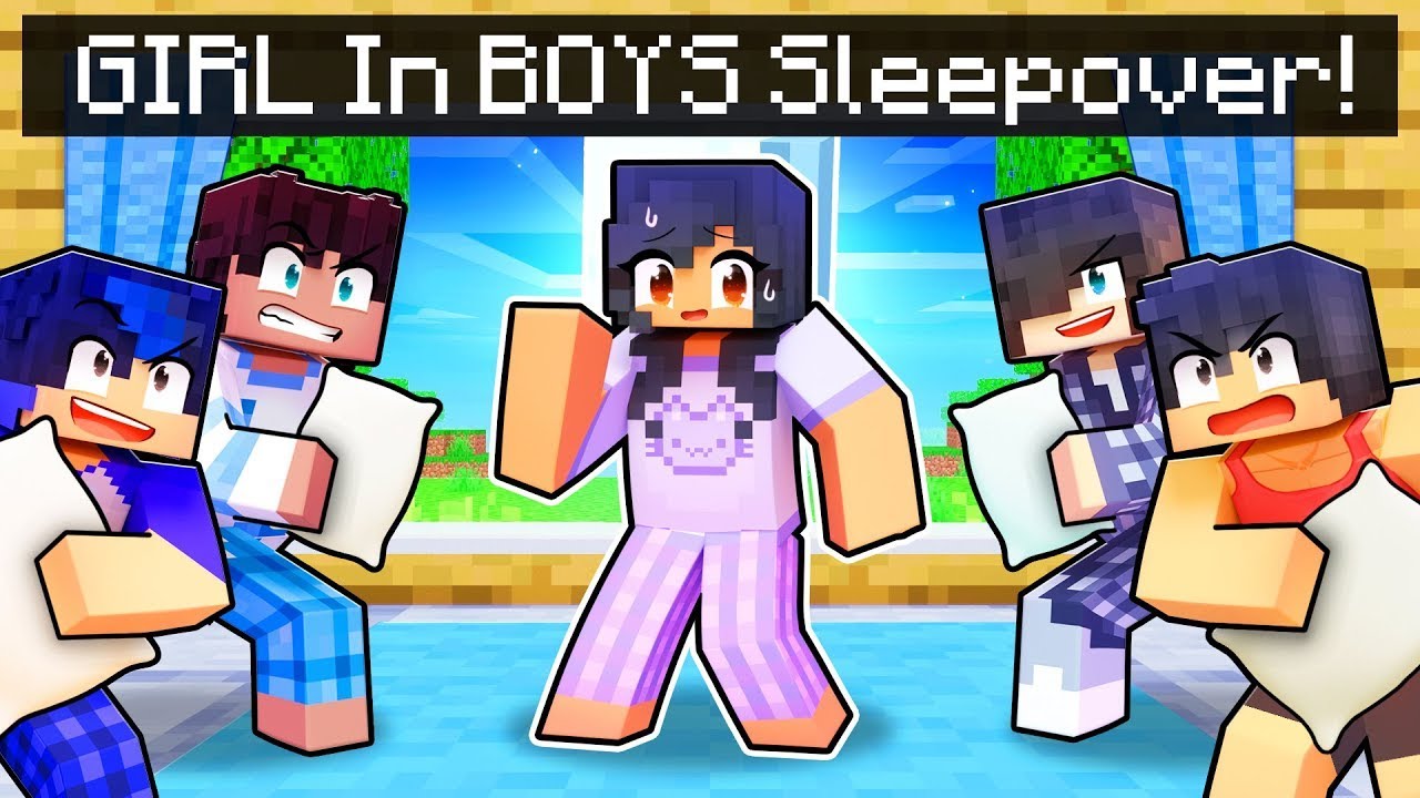 GIRL in an ALL BOYS Minecraft Sleepover! - YouTube