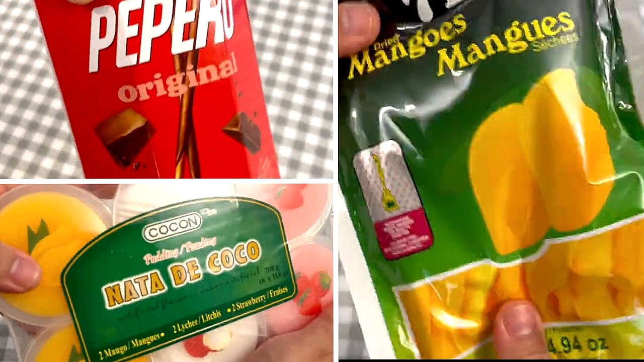 Filipino Snacks Unboxing: Pepero, Nata de Coco, Mangoes 🇵🇭 - YouTube