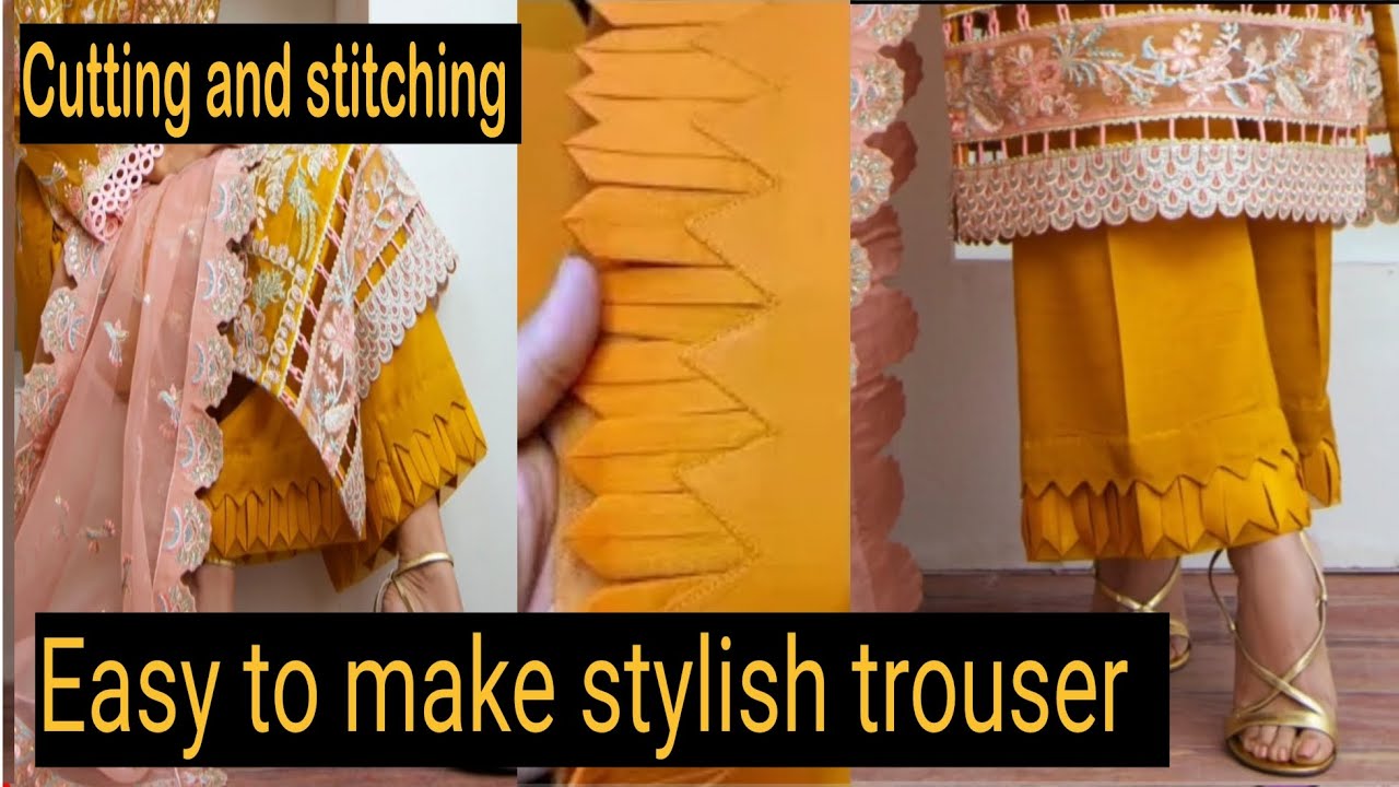 New trouser design cutting and stitching || summer dress trouser bottom ...
