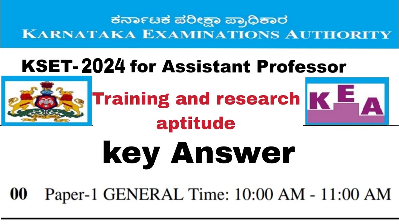 KSET Paper 1 key answer 2024 - YouTube