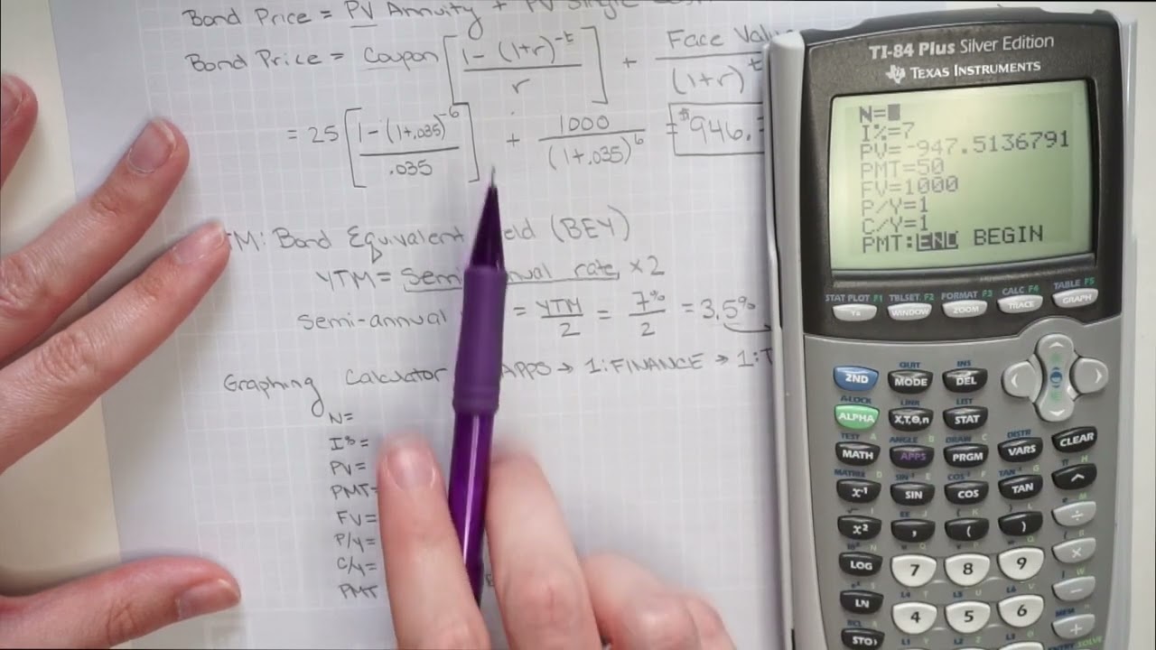TVM Bond Valuation | Semi-Annual Coupons | Example Problem Formula ...