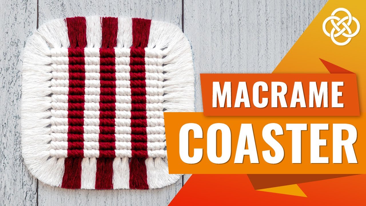 Macrame coaster 2 colors | Macrame coasters diy | Square macrame ...