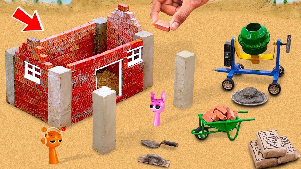 Lightning strike house on fire - diy mini house making with bricks ...