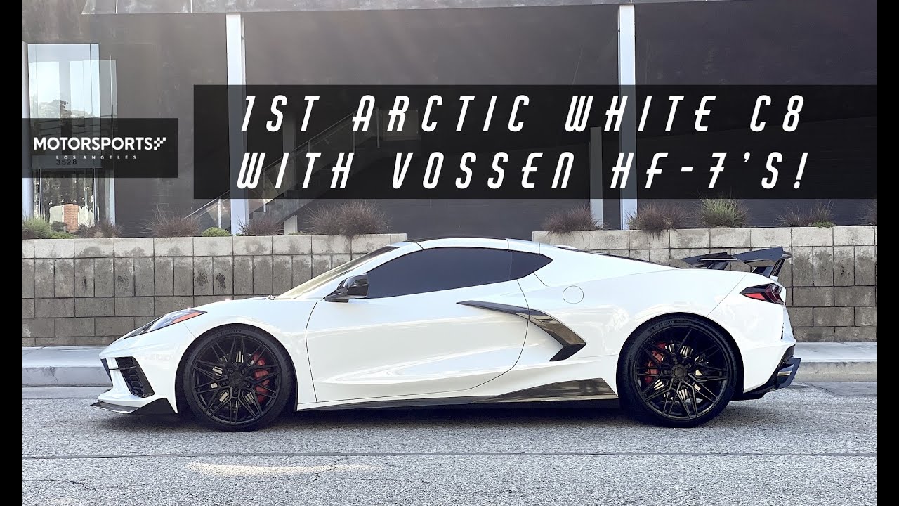 Corvette C8 Arctic White | Vossen Hybrid Forged HF-7 20/21" Gloss Black ...